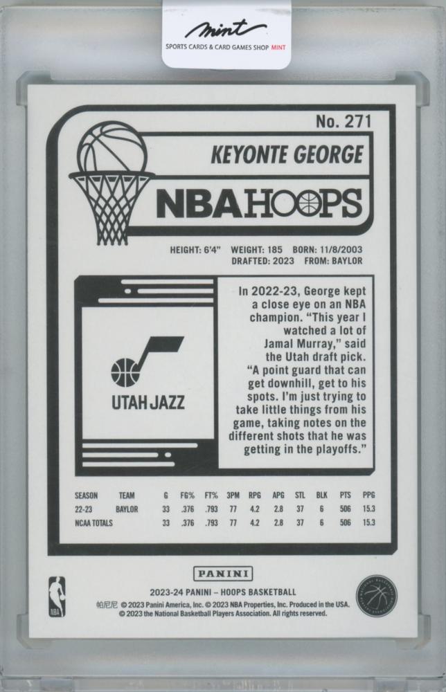 ミントモール / MINT 横浜店 / 2023-24 PANINI Hoops Green #271 / KEYONTE GEORGE(Utah Jazz) 【95/99】