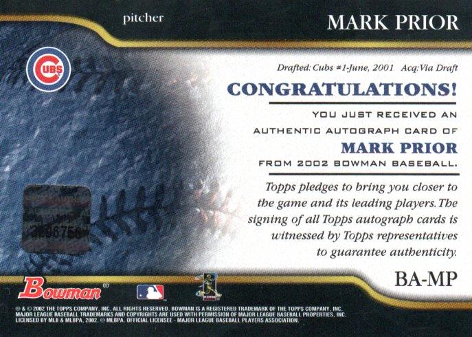 ミントモール / MINT 梅田店 / 2002 BOWMAN Mark Prior Autograph