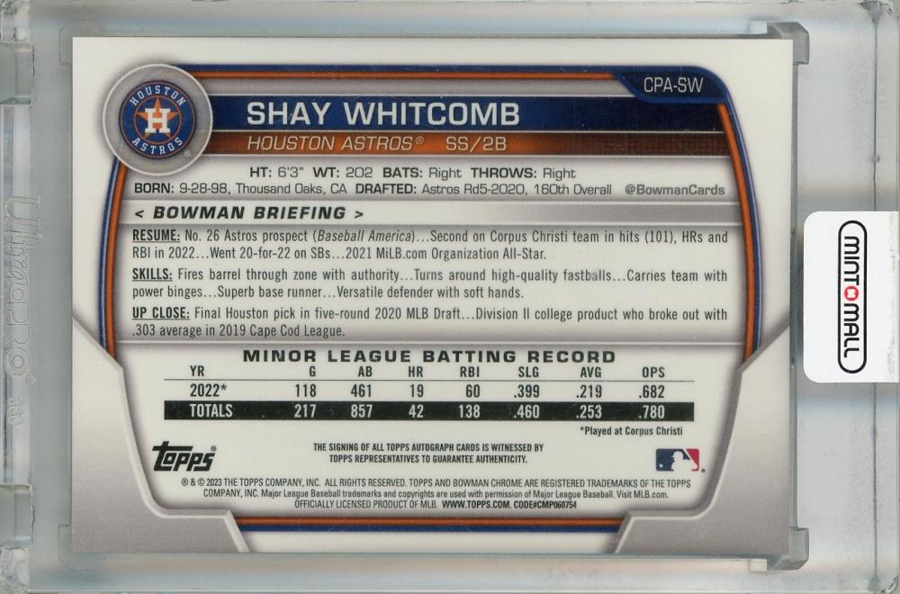 ミントモール / MINT 浦和店 / 2023 Topps Bowman Houston Astros Shay Whitcomb ...