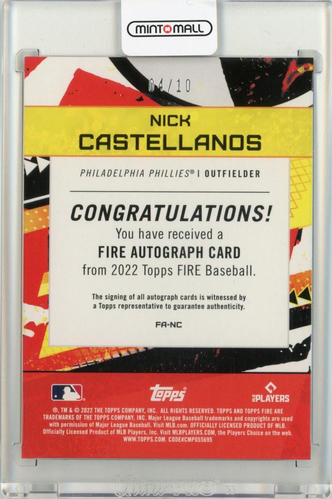 ミントモール / MINT 仙台店 / 2022 Topps Fire Nick Castellanos Autographs Gold 04/10
