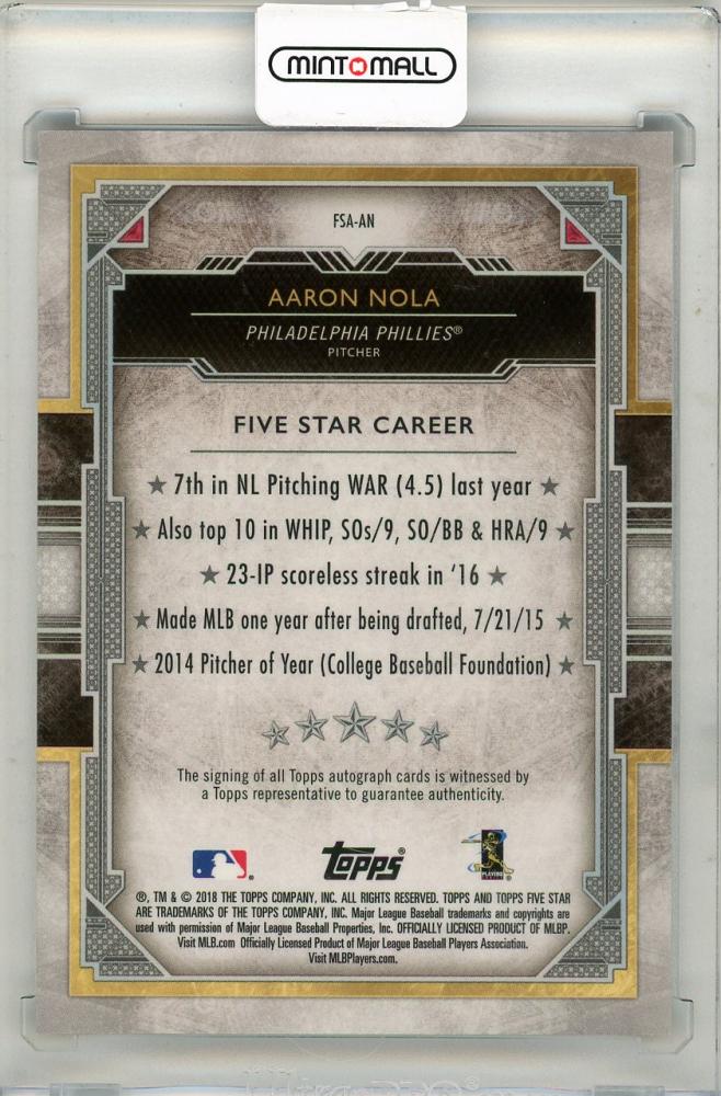 ミントモール / MINT 三宮店 / 2018 Topps FIVE STAR Aaron Nola Autographs