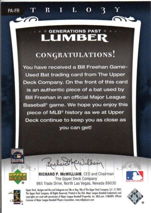 ミントモール / MINT 梅田店 / 2005 UPPER DECK Trilogy Bill Freehan Game Used Bat ...