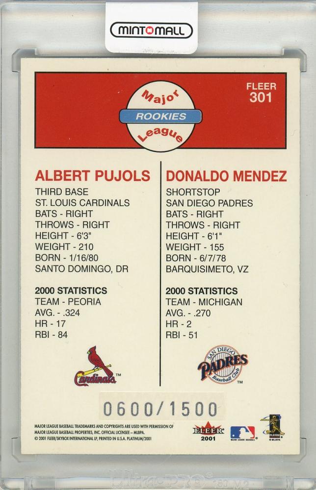 ミントモール / MINT 大丸心斎橋店 / 2001 Fleer Platinum Albert Pujols & Donaldo ...