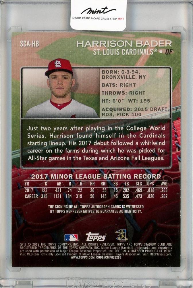 ミントモール / MINT 三宮店 / 2018 Stadium Club Harrison Bader Autographs