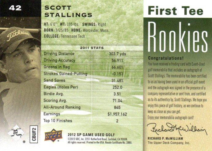 ミントモール / MINT 梅田店 / 2012 UPPER DECK SP Game Used Golf Scott Stallings ...