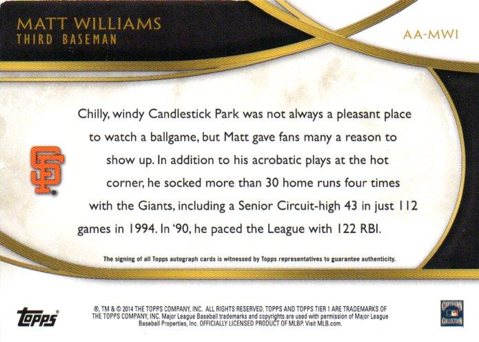 ミントモール / MINT 梅田店 / 2014 TOPPS Tier One Matt Williams Autograph 177/299