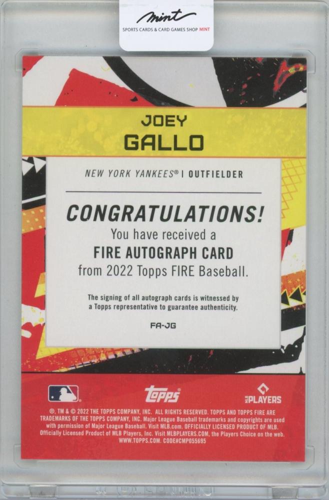 ミントモール / MINT 横浜店 / 2022 TOPPS Fire Autographs / JOEY GALLO(New York ...