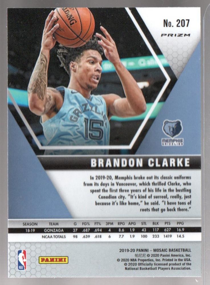 ミントモール / MINT 吉祥寺店 / 2019-20 Panini Mosaic Memphis Grizzlies Brandon Clarke #207Silver Mosaic