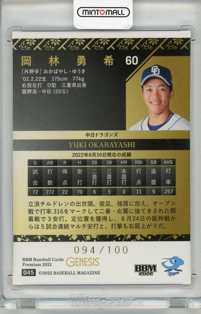 ミントモール / MINT 渋谷店 / 2022 BBM GENESIS 中日ドラゴンズ 岡林勇希 094/100