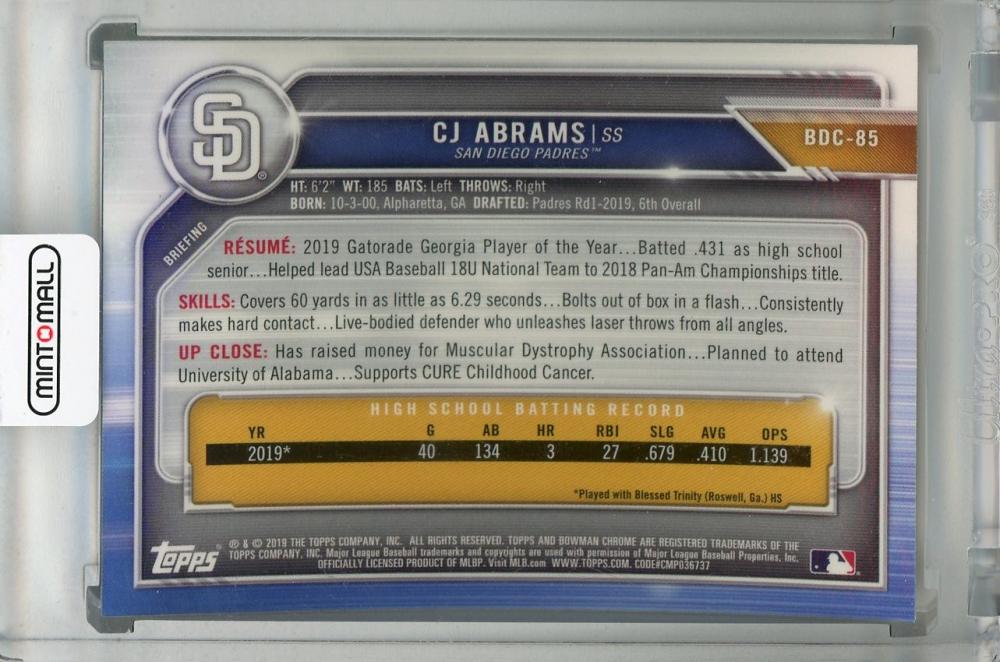 ミントモール / MINT 浦和店 / 2019 Topps Bowman Draft San Diego Padres CJ Abrams Base Chrome