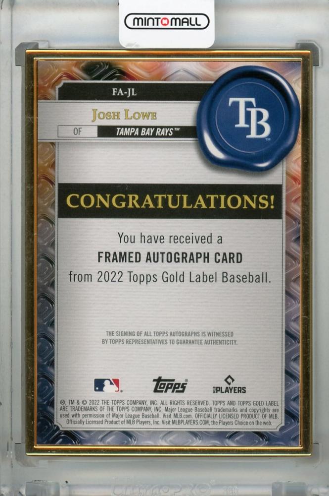 ミントモール / MINT 浦和店 / 2022 Topps Gold Label Tampa Bay Rays Josh Lowe ...