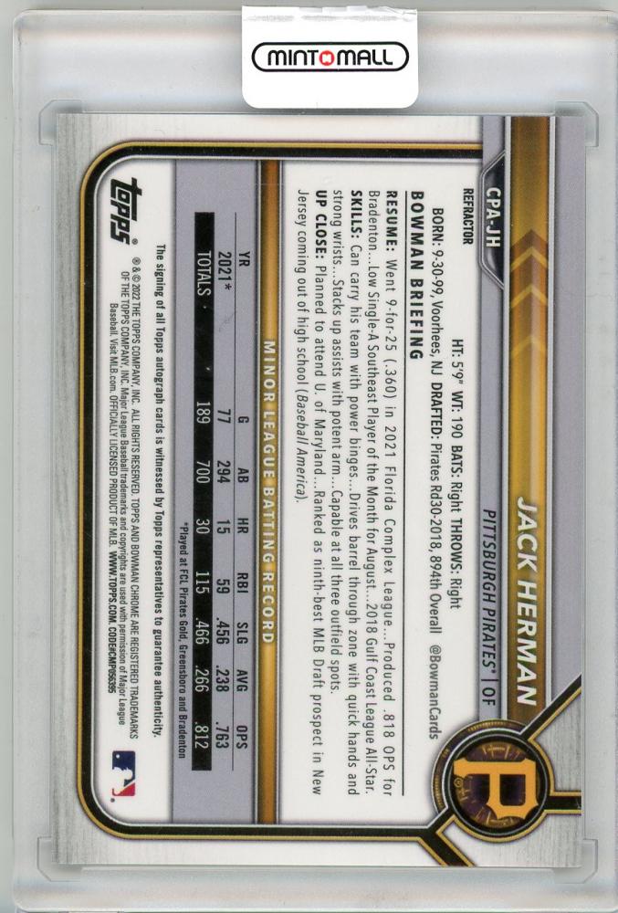 ミントモール / MINT 三宮店 / 2022 Bowman Chrome Jack Herman Autographs 305/499