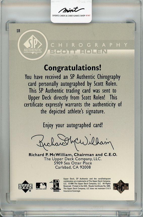 ミントモール / MINT 梅田店 / 1999 UPPER DECK SP Authentic Scott Rolen Autograph
