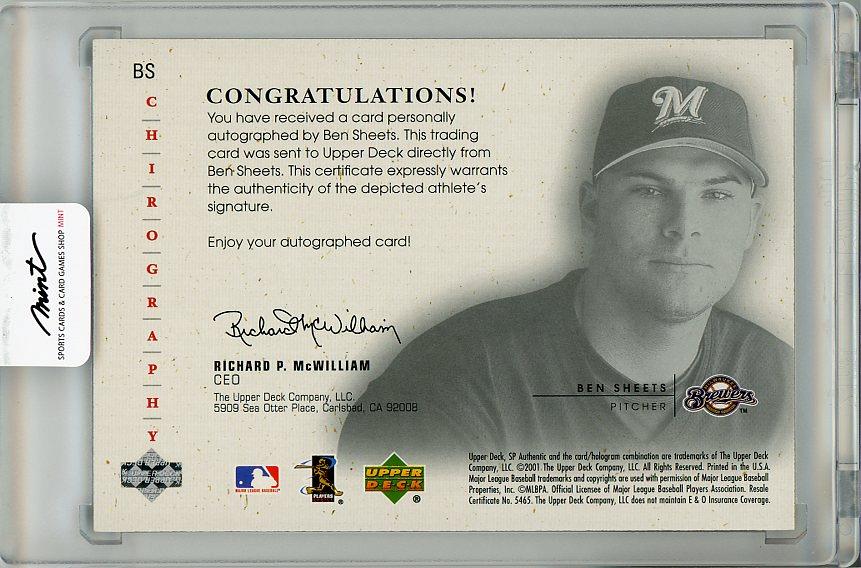 ミントモール / MINT 梅田店 / 2001 UPPER DECK SP Authentic Ben Sheets Autograph