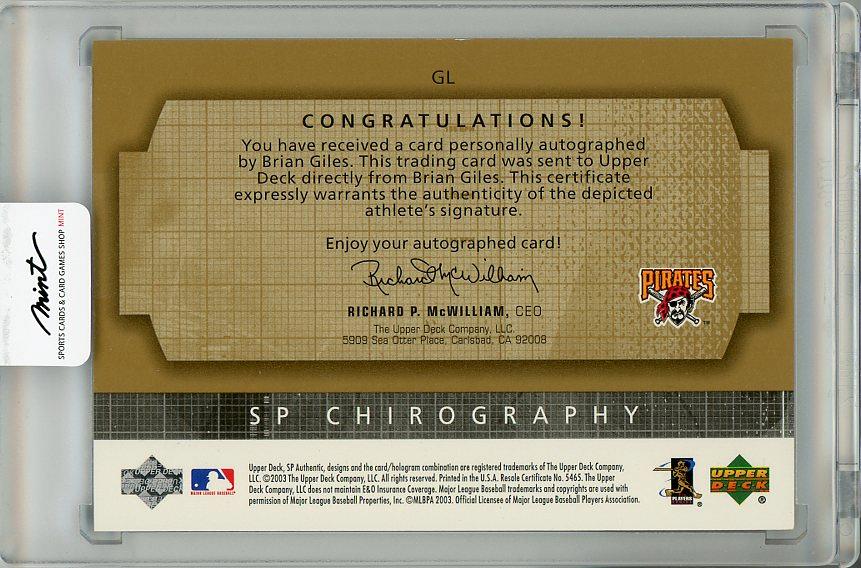 ミントモール / MINT 梅田店 / 2003 UPPER DECK SP Authentic Brian Giles Autograph ...