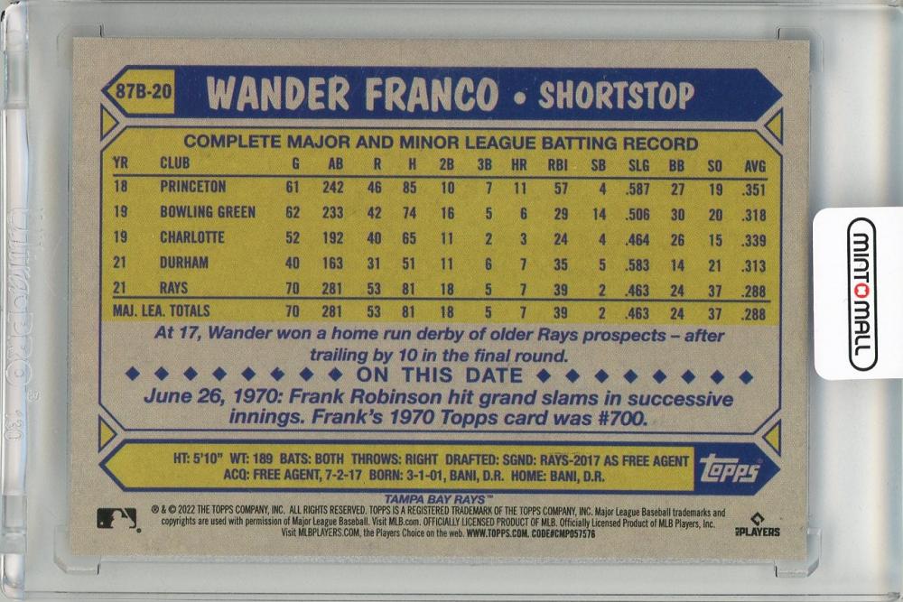 ミントモール / MINT 新宿店 / 2022 TOPPS Japan 87 Topps Cherry Tree #87B20 ...