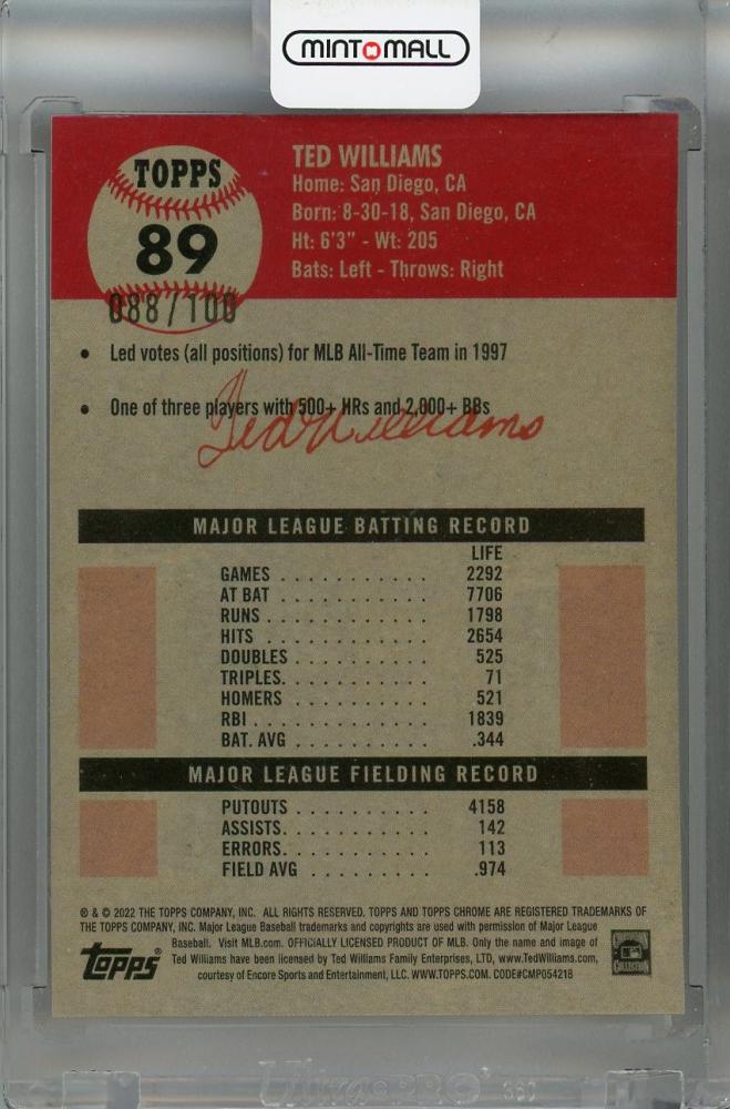 ミントモール / MINT 浦和店 / 2022 Topps Chrome Platinum Anniversary Ted Williams ...