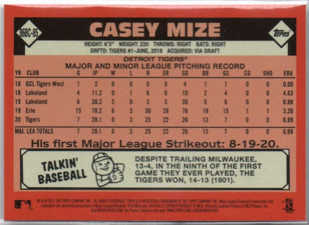 ミントモール / MINT 吉祥寺店 / 2021 Topps '86 Topps Silver Pack Chrome #86BC85 ...