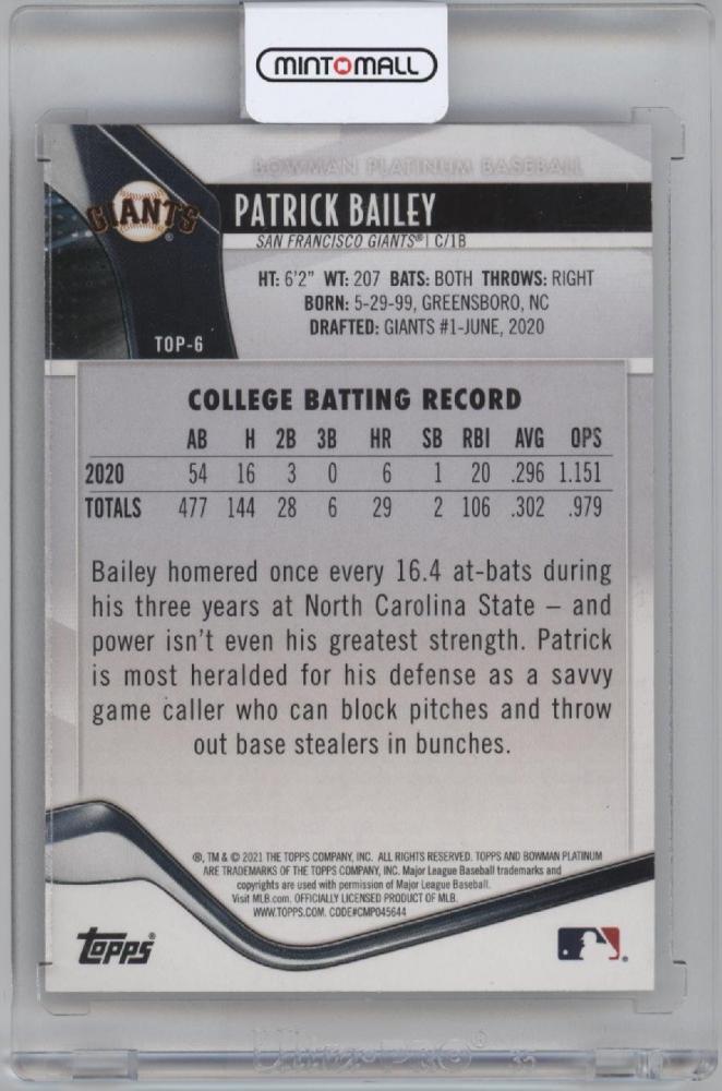 ミントモール / MINT 立川店 / 2021 TOPPS BOWMAN PLATINUM Patrick Bailey Top ...