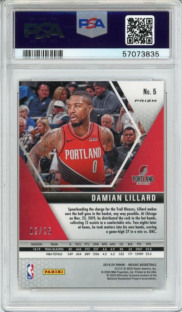 ミントモール / MINT 梅田店 / 2019-20 PANINI Mosaic Damian Lillard #5 【12/25 Orange Fluorescent】【PSA10 GEM MT】