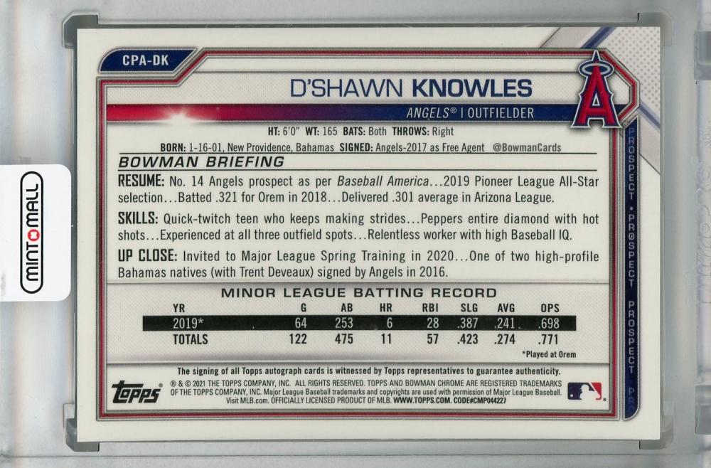 ミントモール / MINT 浦和店 / 2021 Topps Bowman Los Angeles Angels D'Shawn ...