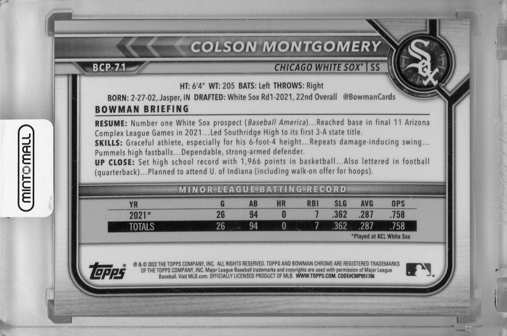 ミントモール / MINT 浦和店 / 2022 Topps Bowman Chicago White Sox Colson ...