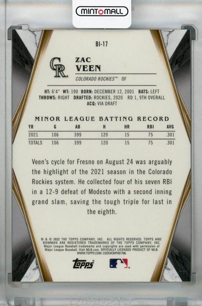 ミントモール / MINT 浦和店 / 2022 Topps Bowman Colorado Rockies Zac Veen Bowman ...