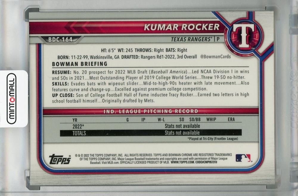 ミントモール / MINT 浦和店 / 2022 Topps Bowman Draft Texas Rangers Kumar Rocker ...