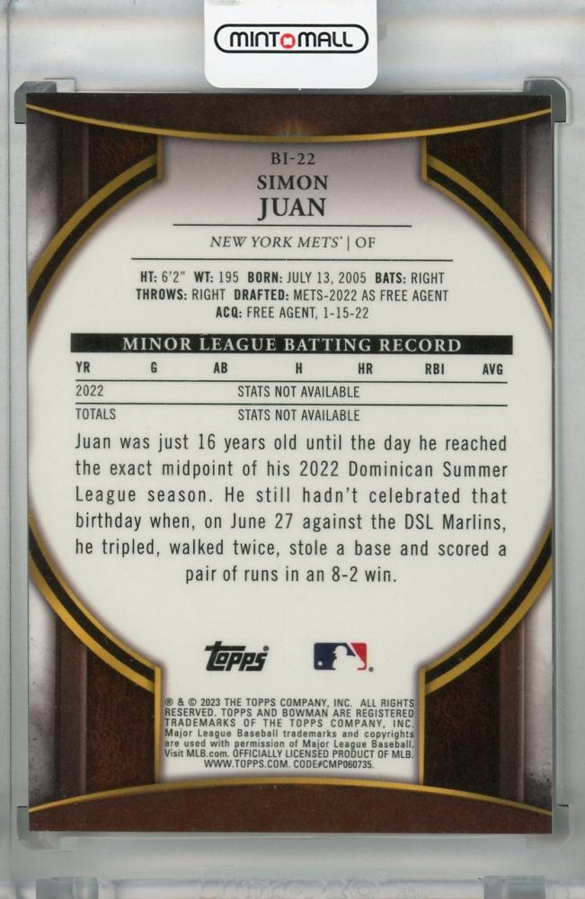 ミントモール / MINT 浦和店 / 2023 Topps Bowman New York Mets Simon Juan 2023 ...