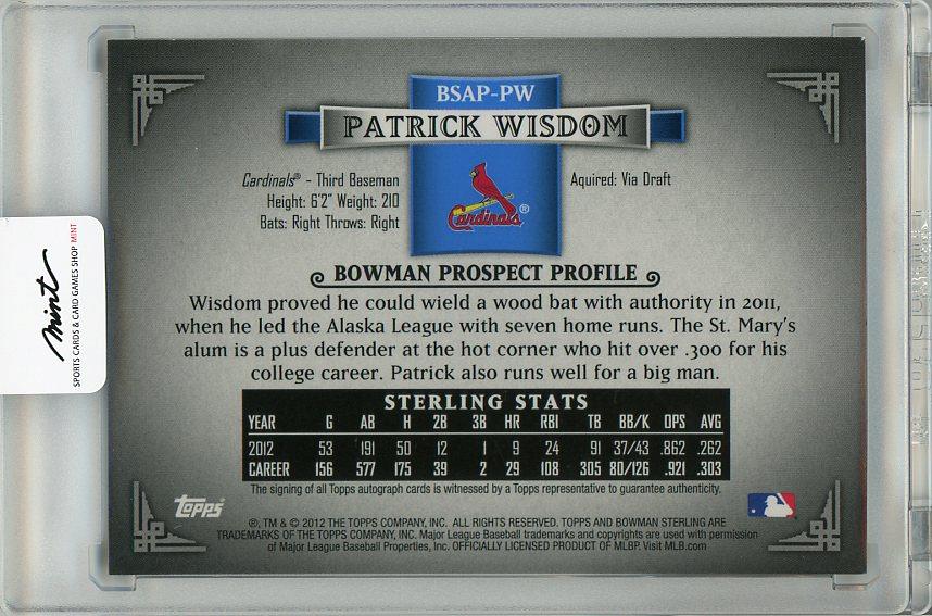 ミントモール / MINT 梅田店 / 2012 TOPPS Bowman Sterling Patrick Wisdom Autograph