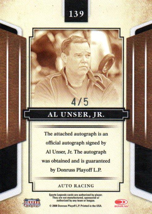 ミントモール / MINT 梅田店 / 2008 DONRUSS Sports Legends Al Unser Jr. (Auto ...