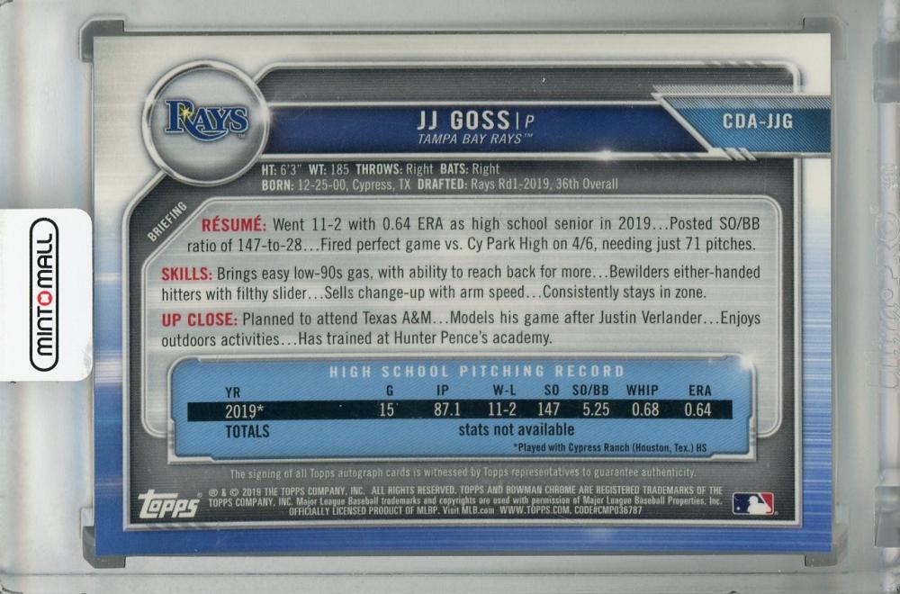 ミントモール / MINT 浦和店 / 2019 Topps Bowman Draft Tampa Bay Rays JJ Goss ...