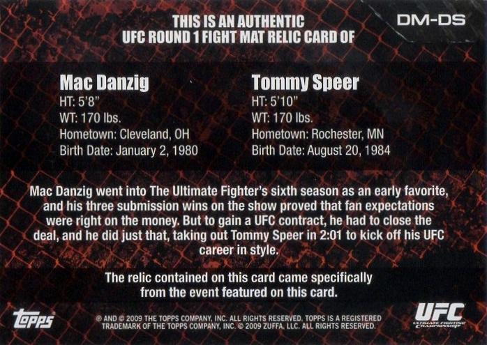 ミントモール / MINT 千葉店 / 2009 Topps UFC Round 1 Mac Danzig / Tommy Speer Relics
