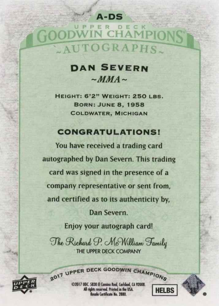 ミントモール / MINT 千葉店 / 2017 Upper Deck Goodwin Champions Dan Severn ...