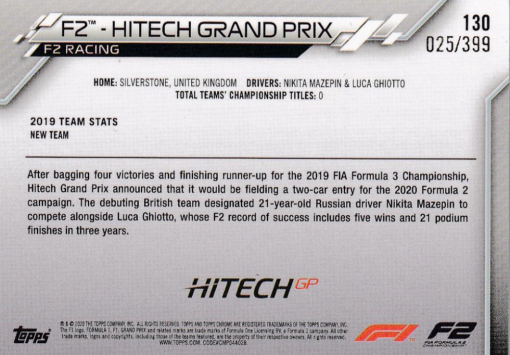 ミントモール / MINT 浦和店 / 2020 Topps Chrome Formula 1 Racing Hitech Grand Prix Team Logos Purple ...