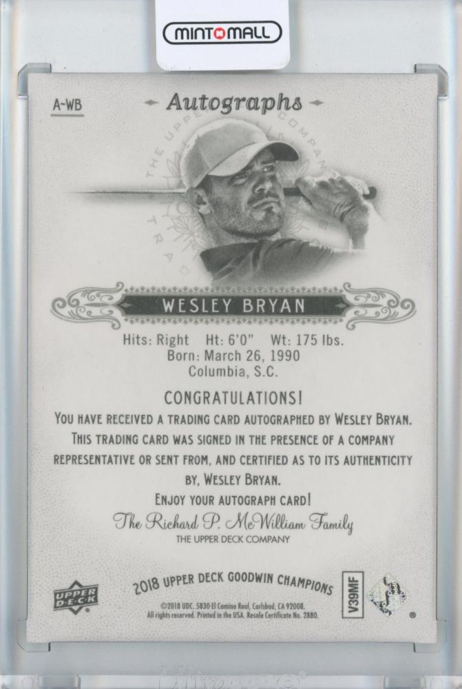 ミントモール / MINT 広島店 / 2018 Upper Deck Goodwin Champions Wesley Bryan ...