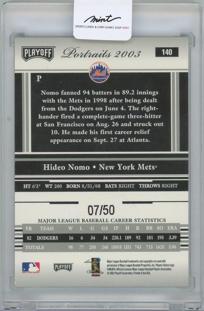 ミントモール / MINT 横浜店 / 2003 PLAYOFF Portraits Silver #140 / HIDEO NOMO(New ...