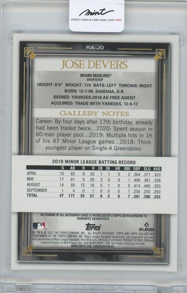 ミントモール / MINT 横浜店 / 2021 Topps Gallery Rookie Autographs Jose Devers