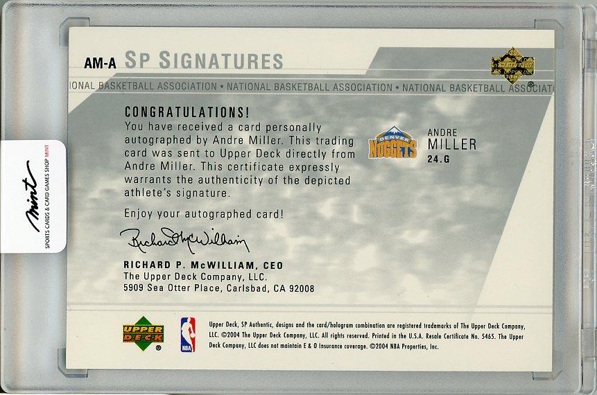 ミントモール / MINT 梅田店 / 2004 UPPER DECK SP Authentic Andre Miller Autograph