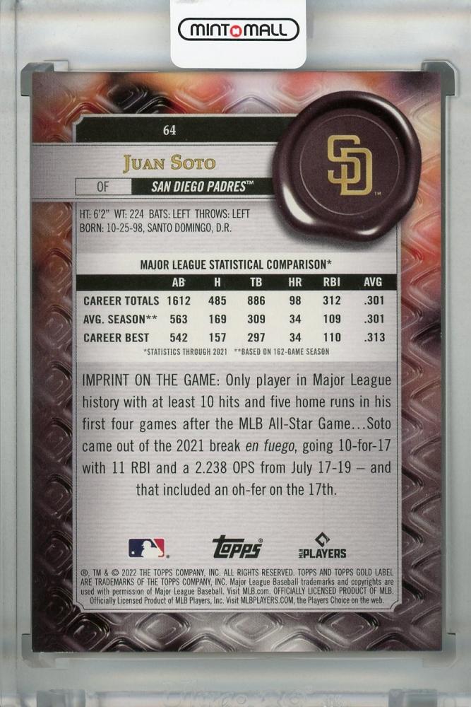 ミントモール / MINT 浦和店 / 2022 Topps Gold Label San Diego Padres Juan Soto Base CLASS 1 Blue(パラレル版 ...