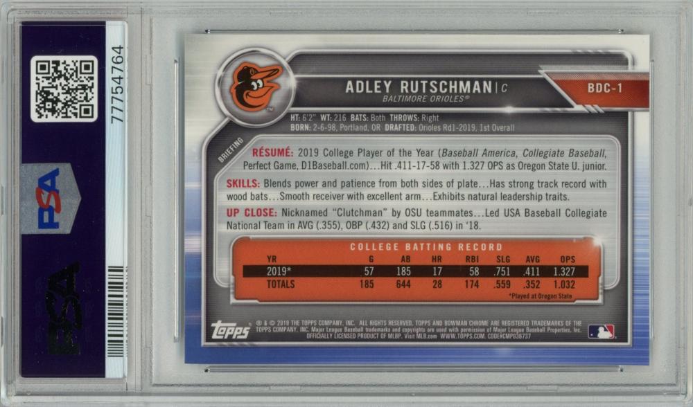 ミントモール / MINT 池袋店 / 2019 Bowman Chrome Draft Baltimore Orioles Adley Rutschman 1st Bowman PSA 10