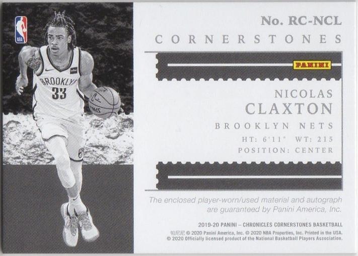 ミントモール / MINT 千葉店 / 2019-20 Panini Chronicles Nicolas Claxton Relic ...