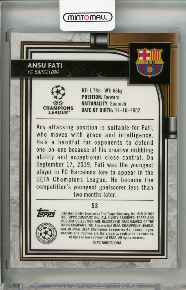 ミントモール / MINT 吉祥寺店 / 2021-22 TOPPS Museum Collection UEFA Champions League FC Barcelona Ansu ...