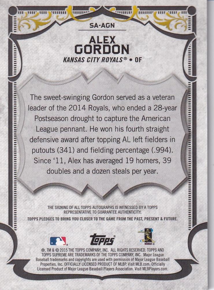 ミントモール / MINT 浦和店 / 2015 Topps Supreme Kansas City Royals Alex Gordon ...