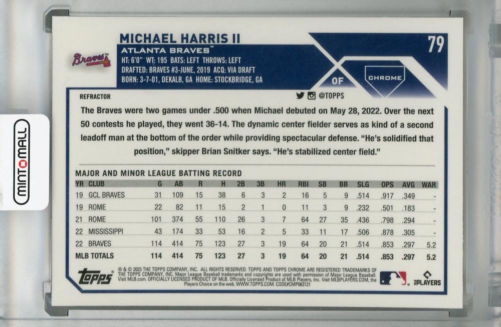 ミントモール / MINT 浦和店 / 2023 Topps Chrome Atlanta Braves Michael Harris II Base Refractor(RC)(パラレル版)