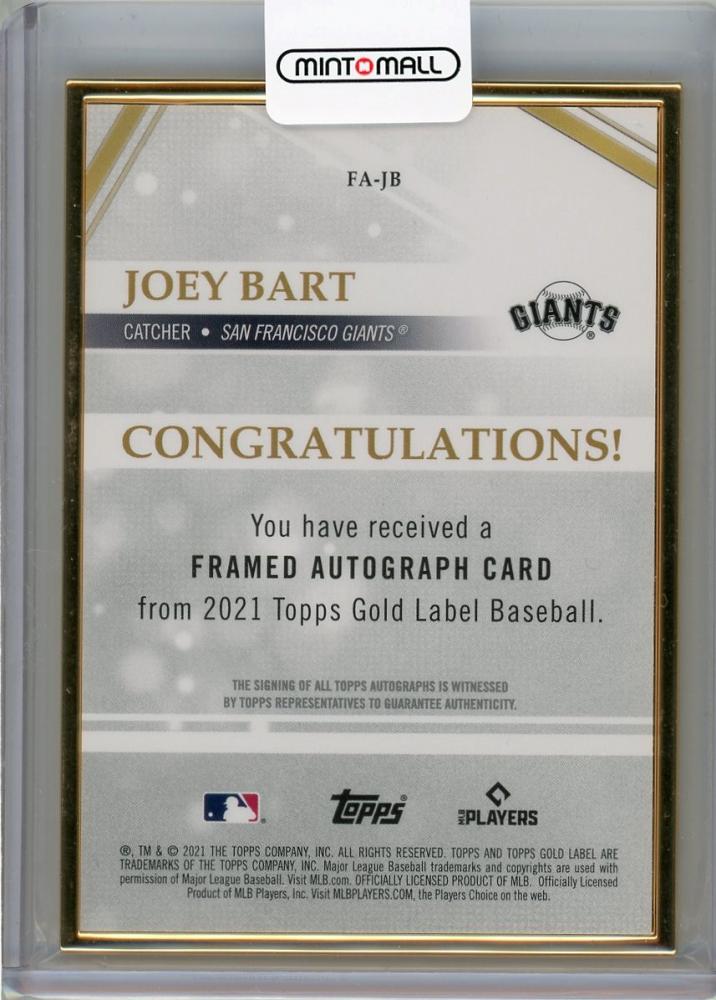 ミントモール / MINT 浦和店 / 2021 Topps Gold Label San Francisco Giants Joey Bart Framed Autographs