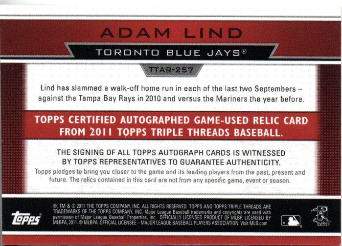 ミントモール / MINT 梅田店 / 【表面微キズあり】2011 TOPPS Triple Threads Adam Lind ...