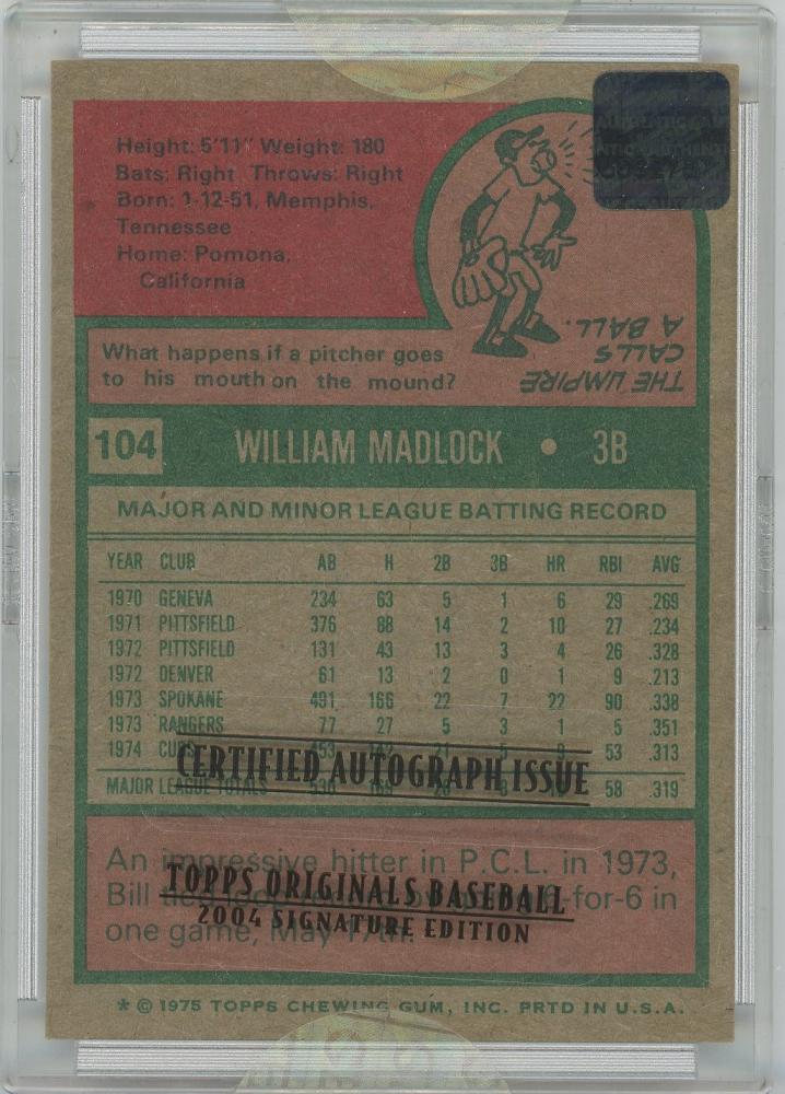 ミントモール / MINT 横浜店 / 2004 TOPPS Originals Signature(1975 TOPPS #104 ...