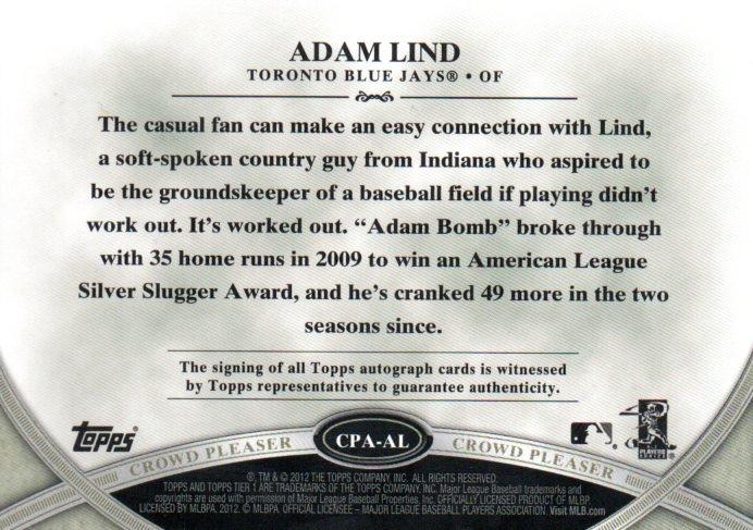 ミントモール / MINT 梅田店 / 2012 TOPPS Tier One Adam Lind Autograph 270/399