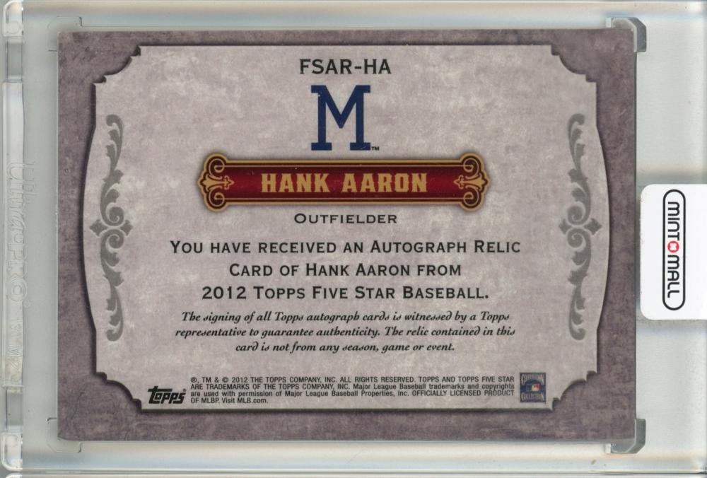 ミントモール / MINT 池袋店 / 2012 Topps Five Star Atlanta Braves Hank Aaron ...
